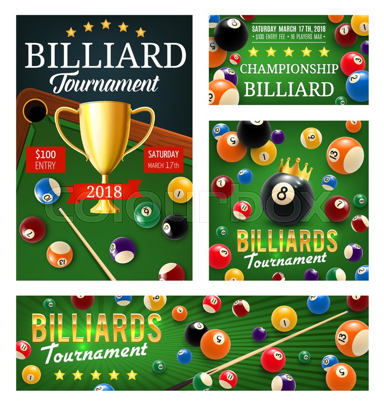 Pool billiards tournament poster, ... | Stock vector | Colourbox