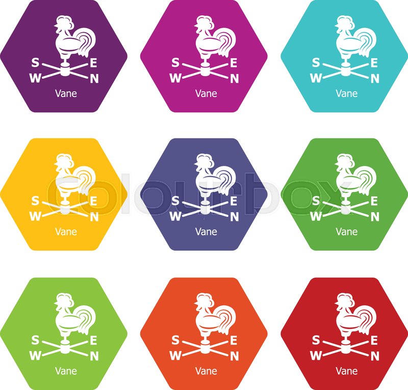 Vane icons 9 set coloful isolated on ... | Stock vector | Colourbox