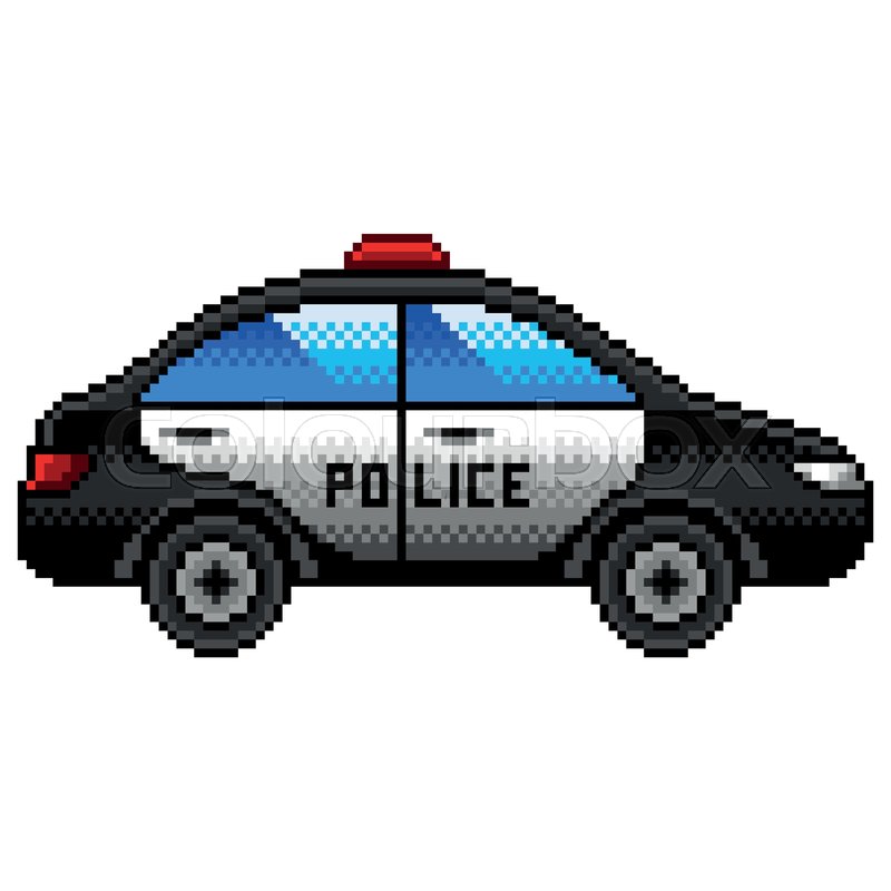 Pixel police car detailed illustration ... | Stock vector | Colourbox