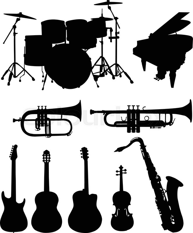 Musical instruments silhouettes ... | Stock vector | Colourbox
