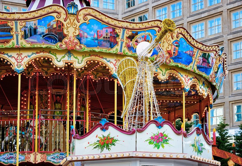 Carousel on Christmas Market in ... | Stock image | Colourbox