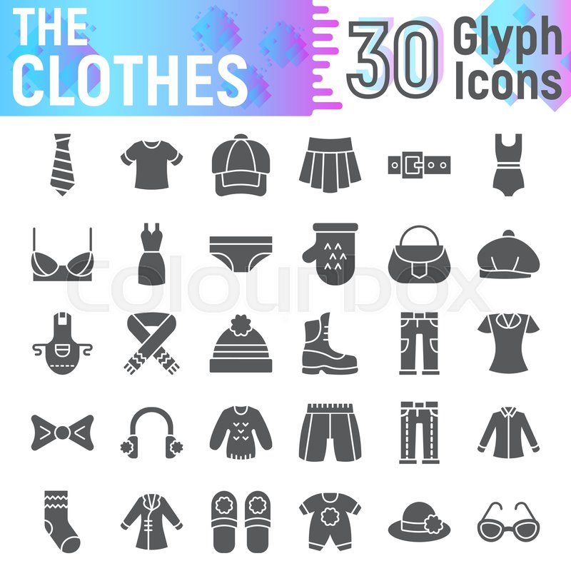 Clothes glyph icon set, cloth symbols ... | Stock vector | Colourbox