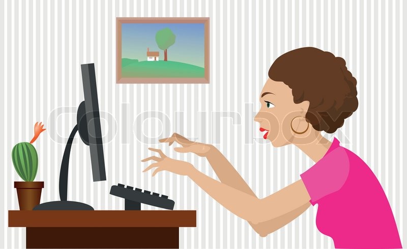 Kontor pige, der arbejder ved ... | Stock vektor | Colourbox