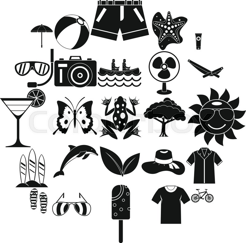 Summer icons set. Simple set of 25 ... | Stock vector | Colourbox