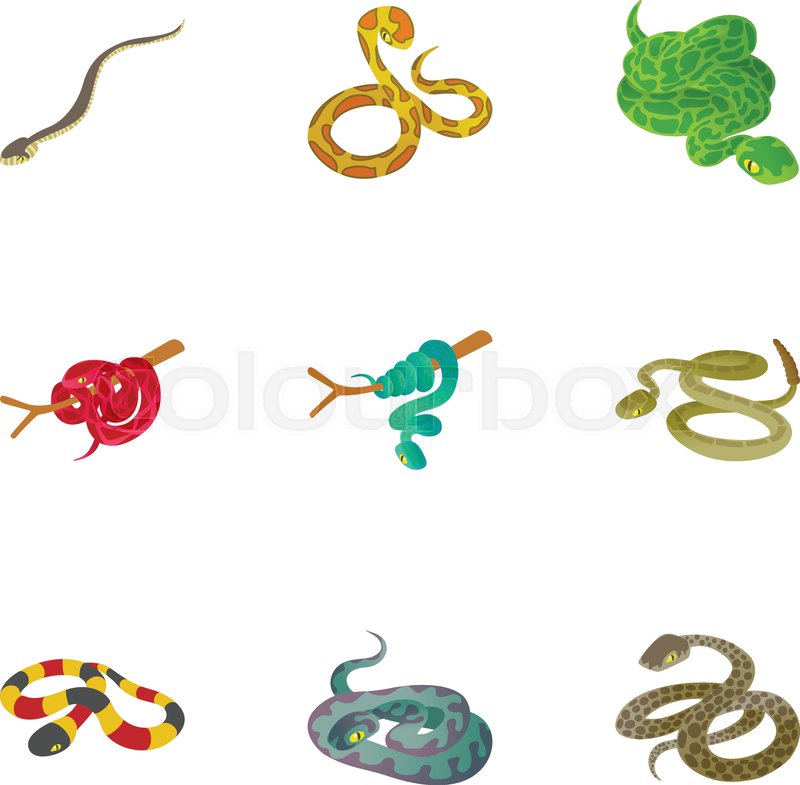 Serpentine icons set. Cartoon set of 9 ... | Stock vector | Colourbox