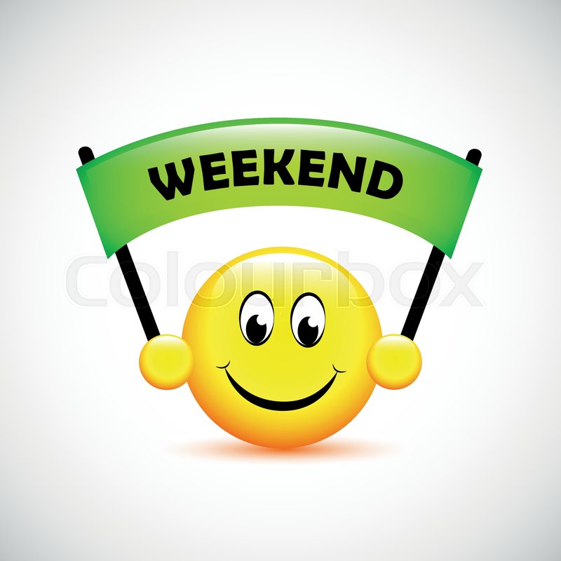 Happy smiley face with green weekend ... | Stock-Vektor | Colourbox
