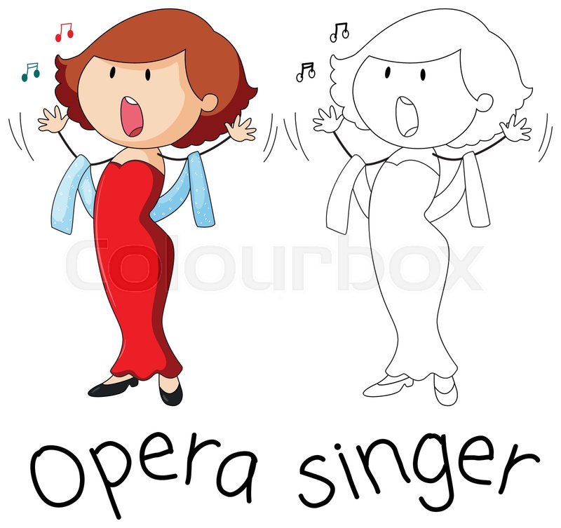 Doodle opera singer character ... | Stock vector | Colourbox