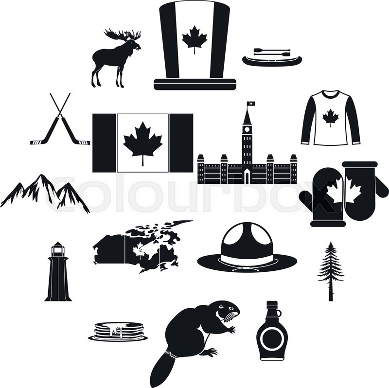 Canada icons in black simple style for ... | Stock vector | Colourbox