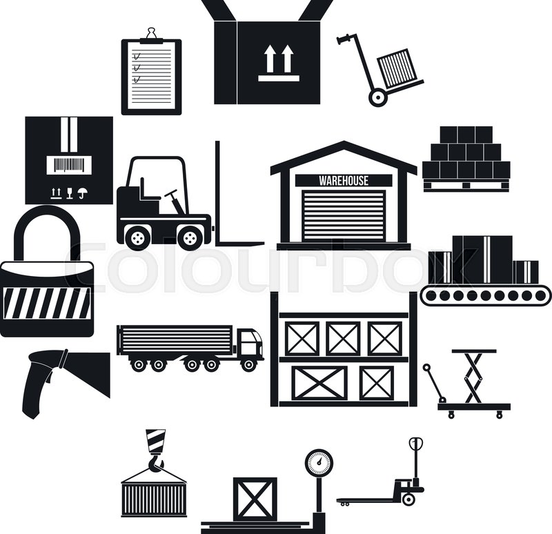 Warehouse logistic storage icons set ... | Stock vector | Colourbox