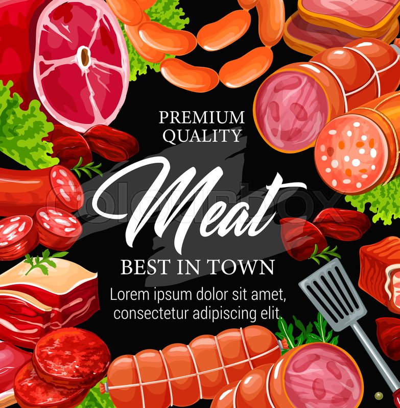 Meat products poster for butchery shop ... | Stock vector | Colourbox
