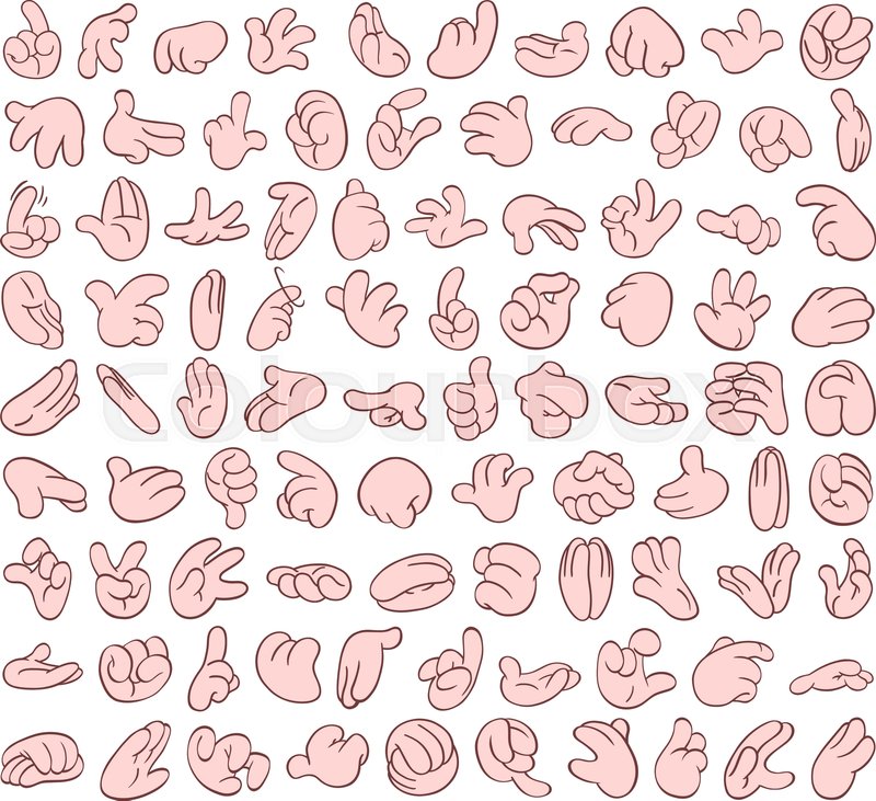 Big set of cartoon hands in various ... | Stock vector | Colourbox