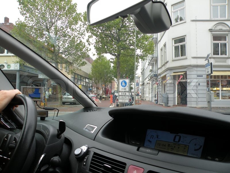 Looking into street from inside a car | Stock image | Colourbox