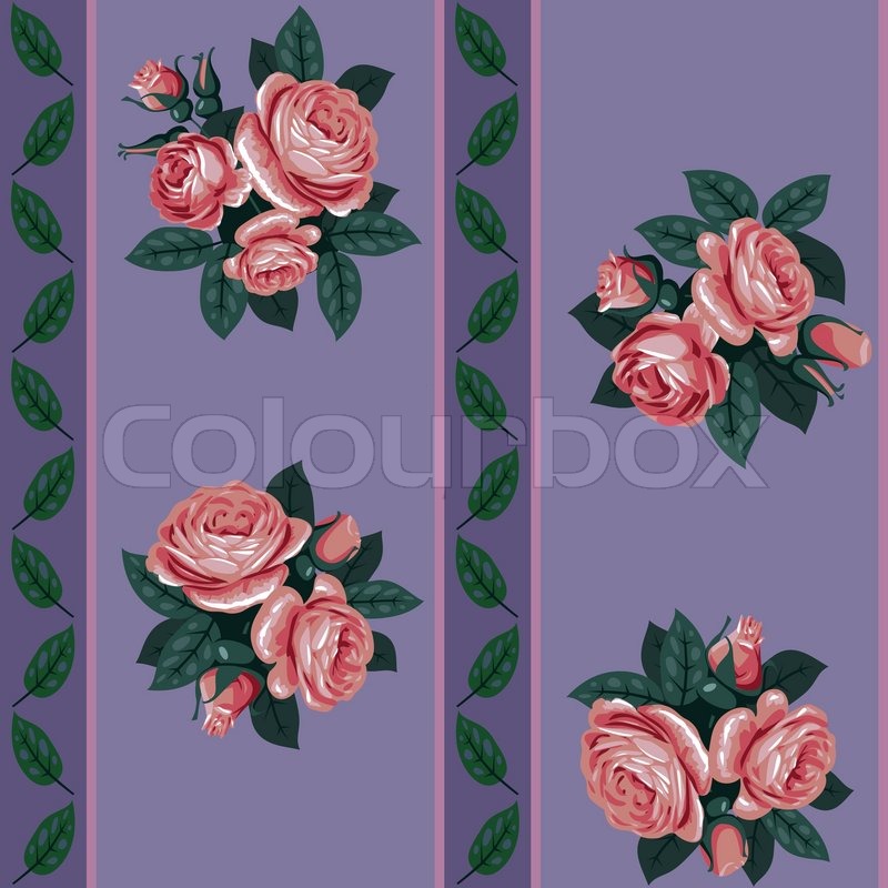 Red rose line seamless background | Stock vector | Colourbox