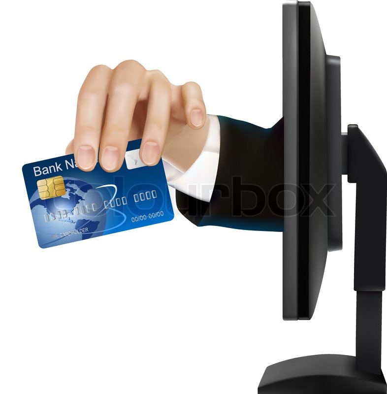 Credit card with chip in hand from ... | Stock vector | Colourbox