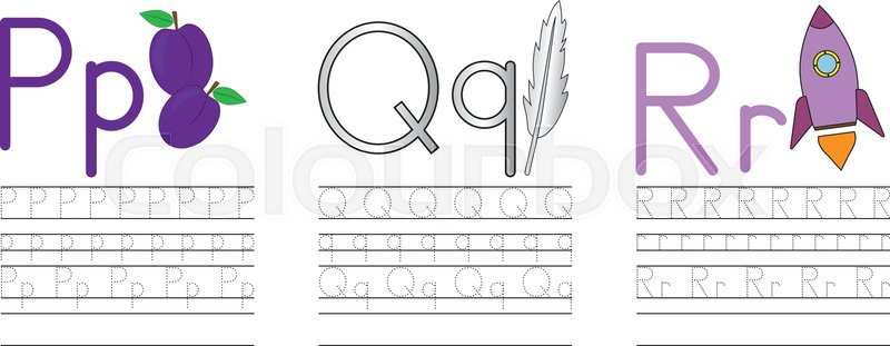Writing practice of letters P,Q,R. ... | Stock vector | Colourbox
