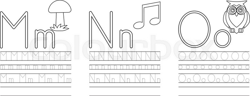 Writing practice of letters M,N,O. ... | Stock vector | Colourbox