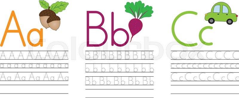 Writing practice of letters A,B,C. ... | Stock vector | Colourbox