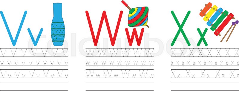 Writing practice of letters V,W,X. ... | Stock vector | Colourbox