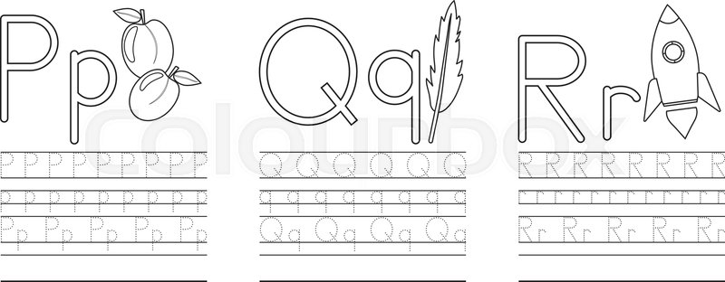 Writing practice of letters P,Q,R. ... | Stock vector | Colourbox