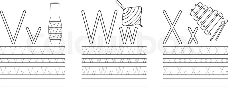 Writing practice of letters V,W,X. ... | Stock vector | Colourbox