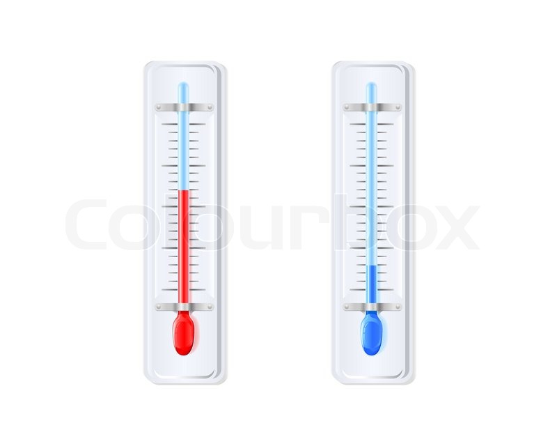 Two thermometers with blue and red ... | Stock vector | Colourbox