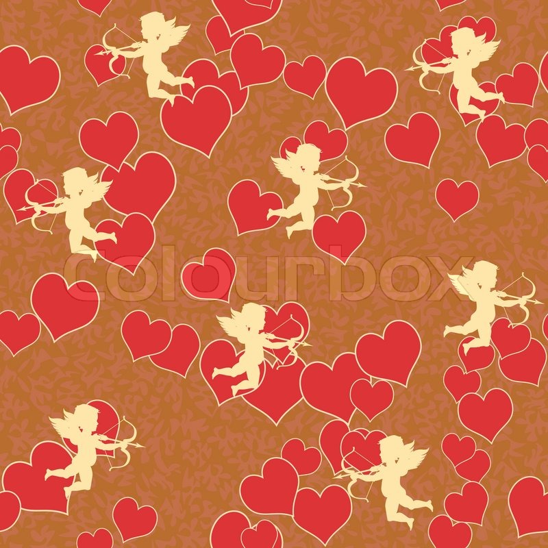 Cupid with heart seamless background ... | Stock vector | Colourbox