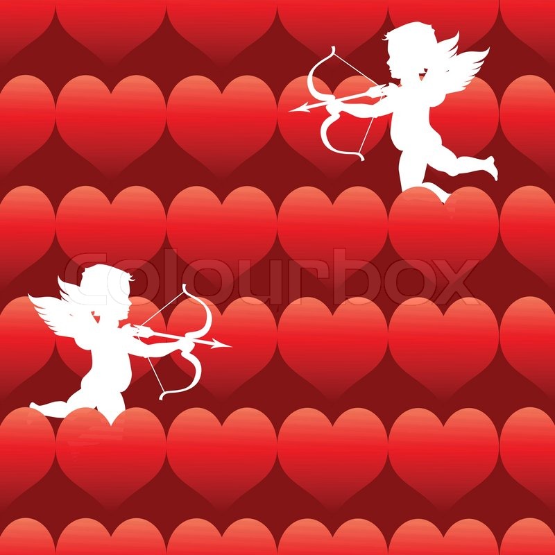 Cupid with heart seamless background ... | Stock vector | Colourbox
