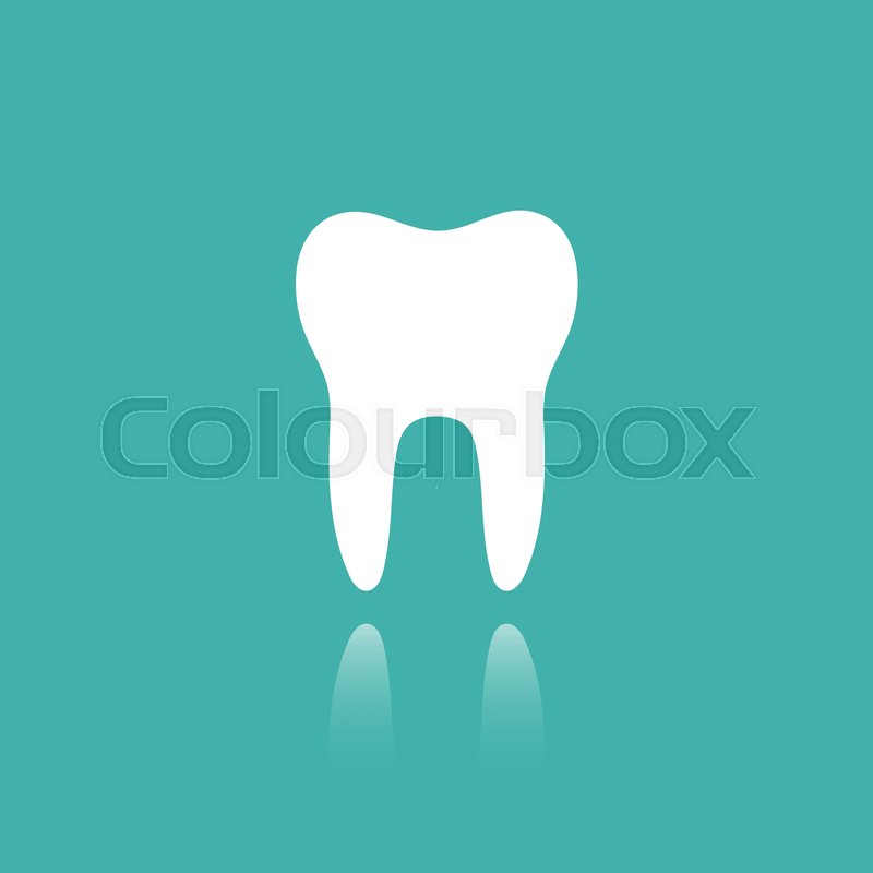 Tooth flat icon with reflection on a ... | Stock vector | Colourbox