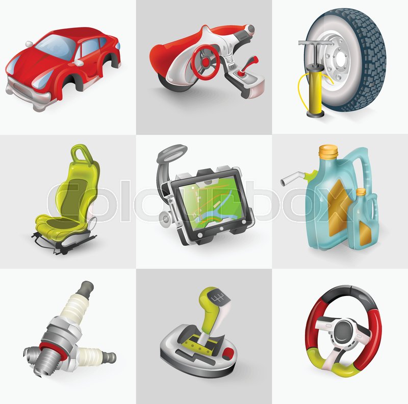 Car accessories icon set vector ... | Stock vector | Colourbox