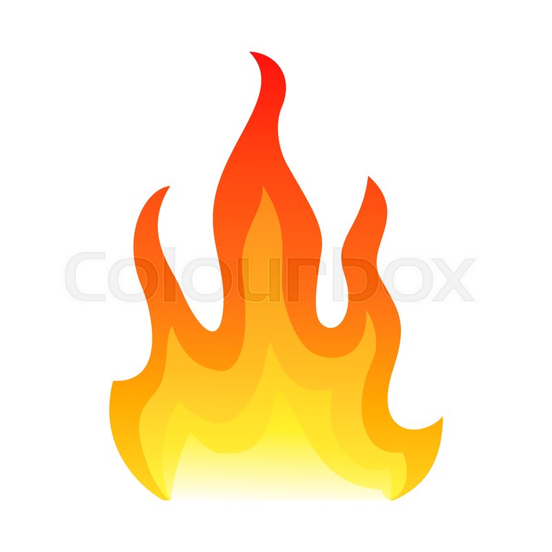Red fire flat icon isolated on white ... | Stock vector | Colourbox