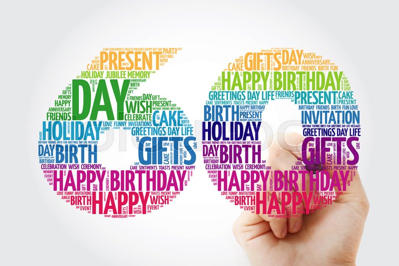 Happy 60th Birthday Word Cloud Collage Stock Image Colourbox