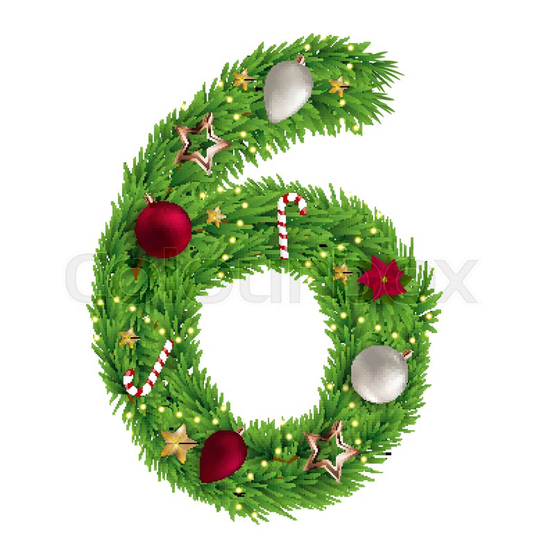 Christmas alphabet number 6 vector ... | Stock vector | Colourbox