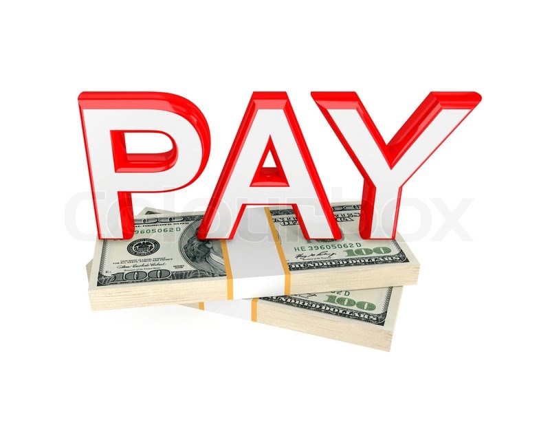 Word PAY and two packs of money | Stock image | Colourbox