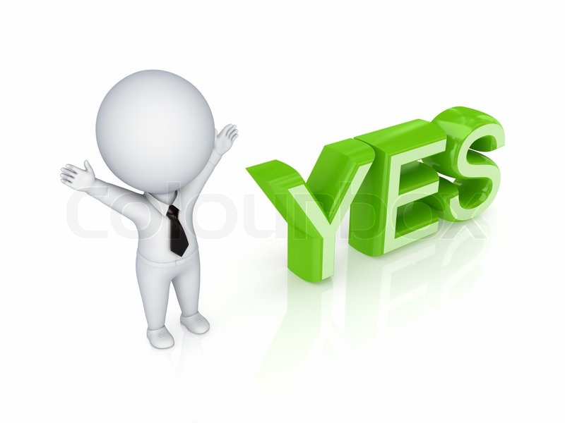 3d small person and word YES | Stock image | Colourbox