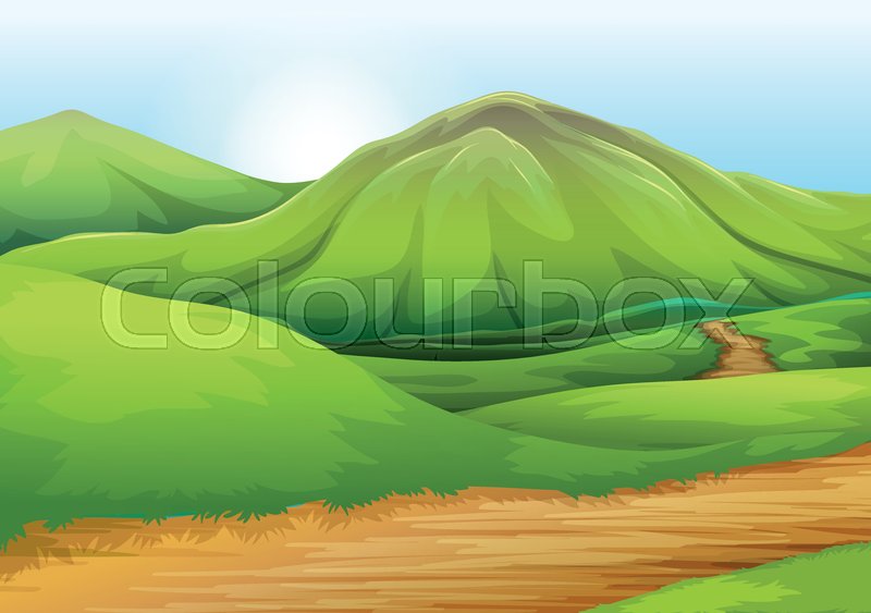 Flat nature road to the hill ... | Stock vector | Colourbox