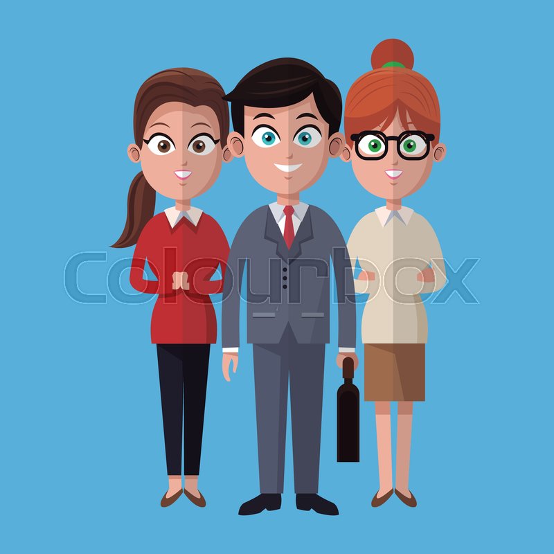 Cartoon man and women colleagues work ... | Stock vector | Colourbox