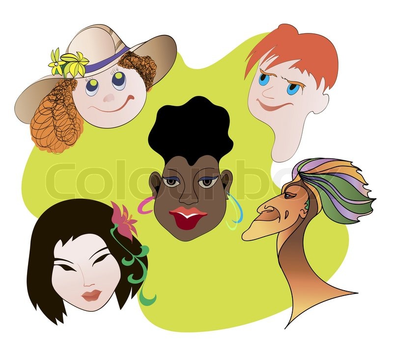 Five comic portraits | Stock vector | Colourbox