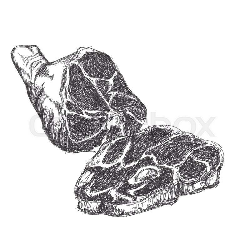 Hand drawn meat pork. food products ... | Stock vector | Colourbox