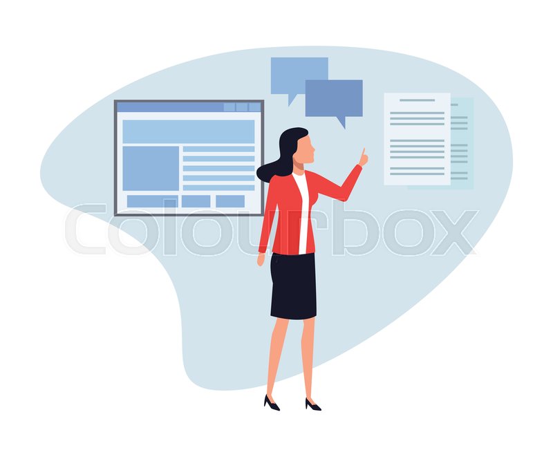 Businesswoman doing presention on ... | Stock vector | Colourbox