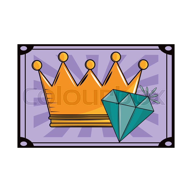 King crown and diamond cartoons over ... | Stock vector | Colourbox