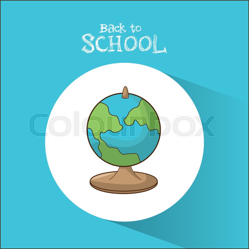 Back to school globe map symbol blue ... | Stock vector | Colourbox