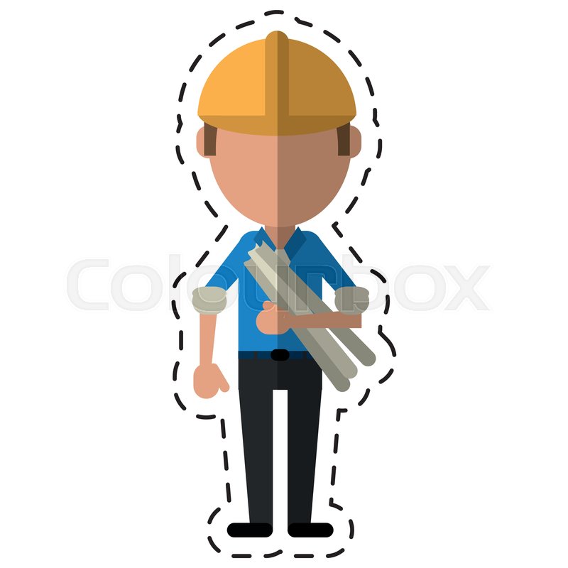 Cartoon man building construction ... | Stock vector | Colourbox