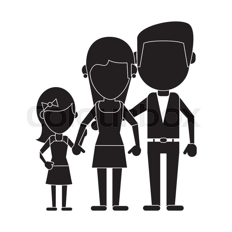 Parents with daughter family pictogram ... | Stock vector | Colourbox