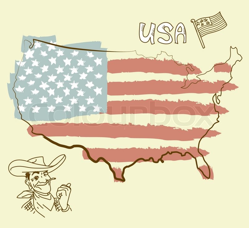 USA kort med amerikanske flag | Stock vektor | Colourbox