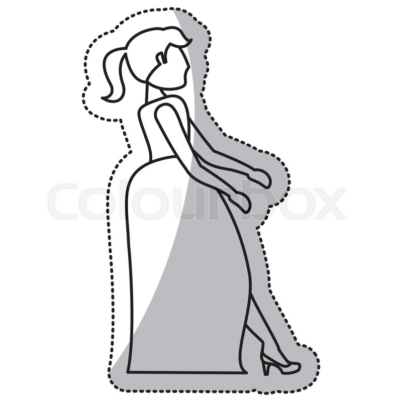 Woman bride wedding outline vector ... | Stock vector | Colourbox
