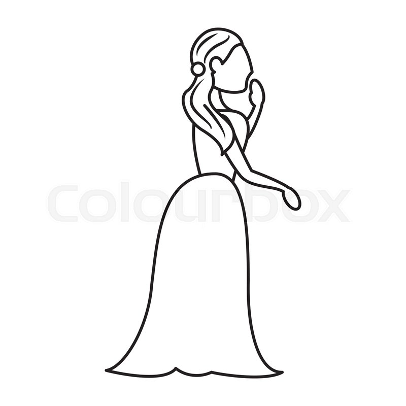 Woman bride wedding outline vector ... | Stock vector | Colourbox
