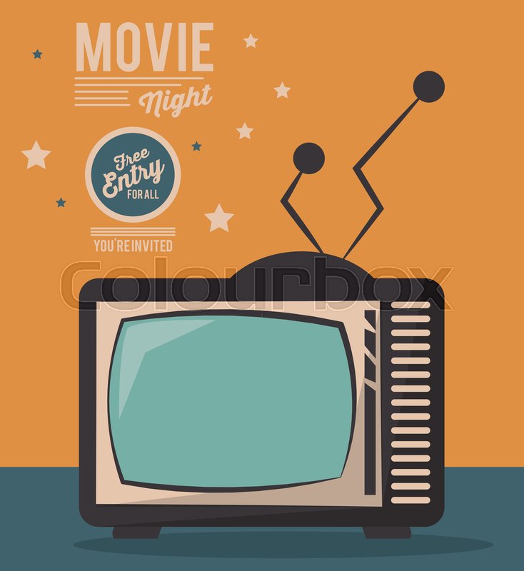 Movie night card televison device ... | Stock vector | Colourbox