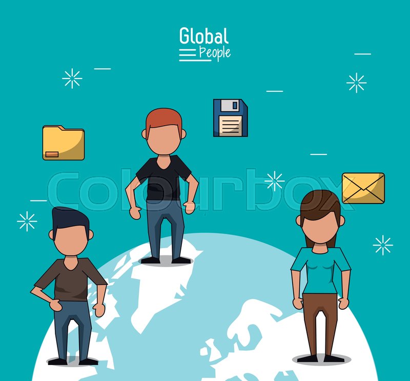 Poster of global people with light ... | Stock vector | Colourbox