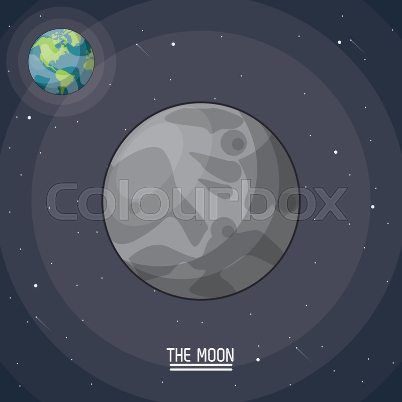 Colorful poster of the moon in closeup ... | Stock vector | Colourbox