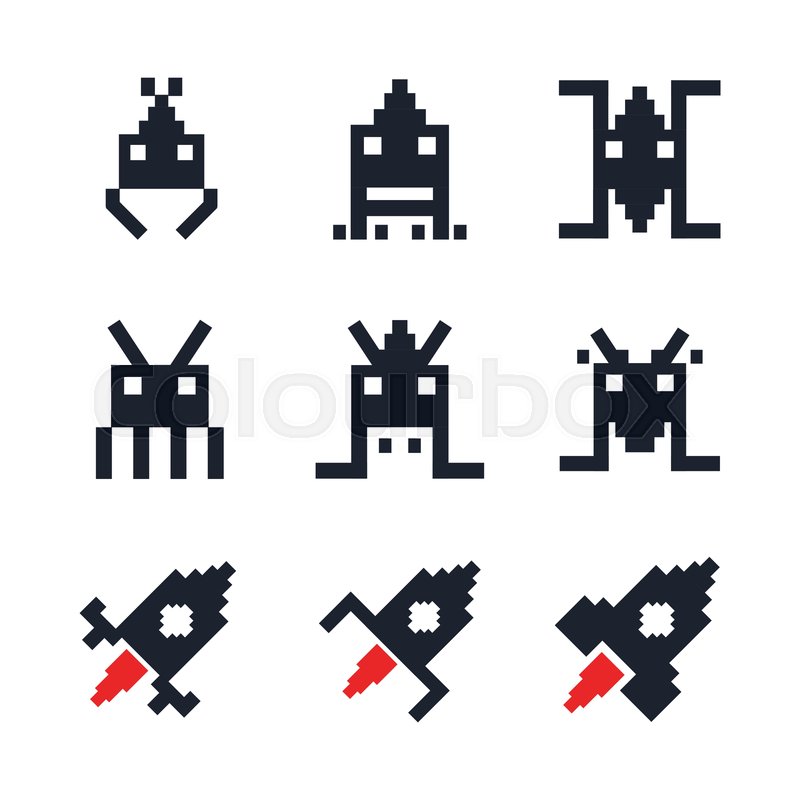 Space Invaders Alien White Background